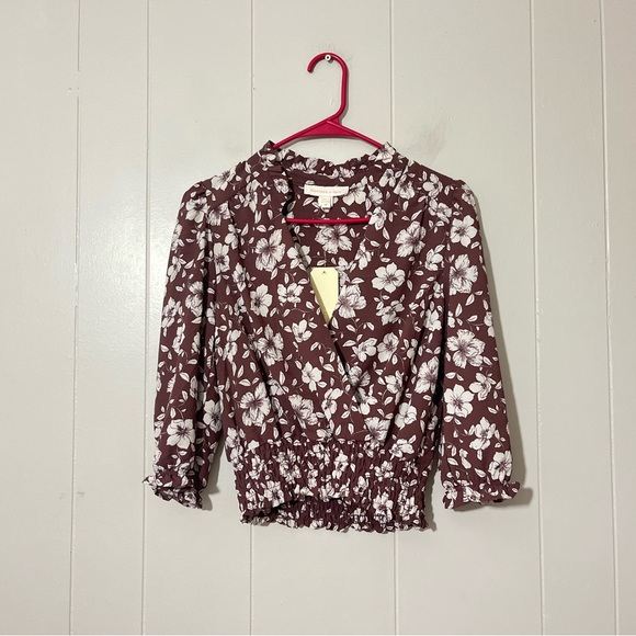 Monteau | Tops | Monteau Los Angeles Floral Wrap Crop Blouse M | Poshmark